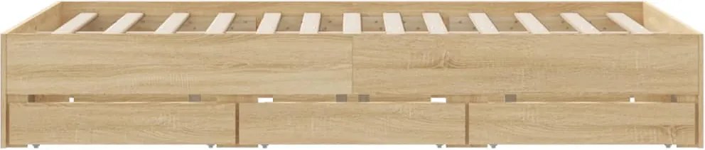 Rám postele se zásuvkami dub sonoma 150x200 cm kompozitní dřevo 3207268