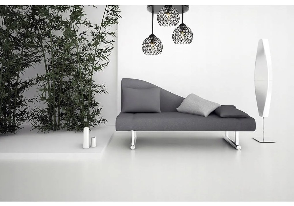 Stropní svítidlo Crystal, 3x černé křišťálové stínítko,
