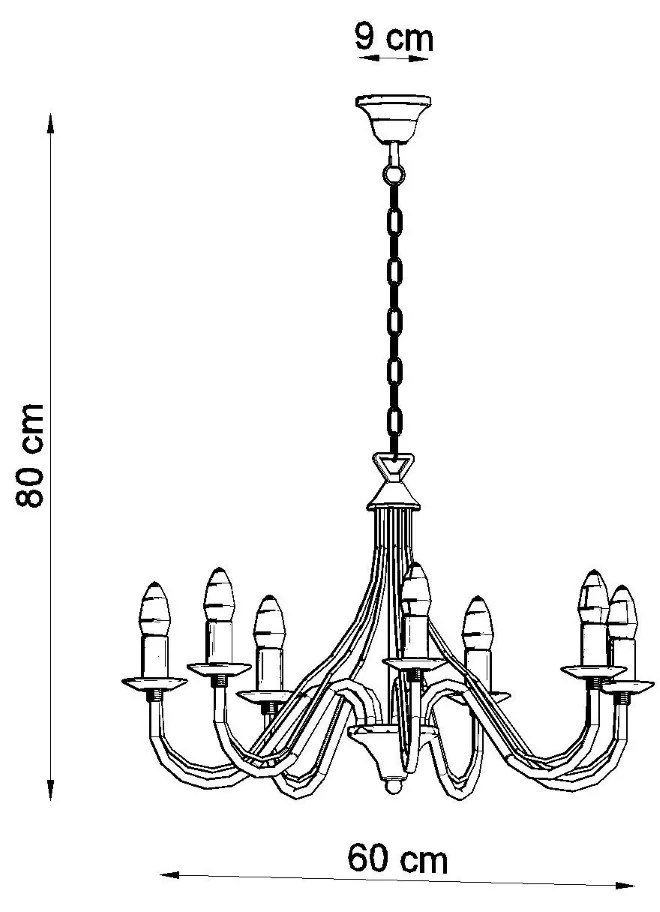 Lustr Minerwa 7, bílé tělo svítidla