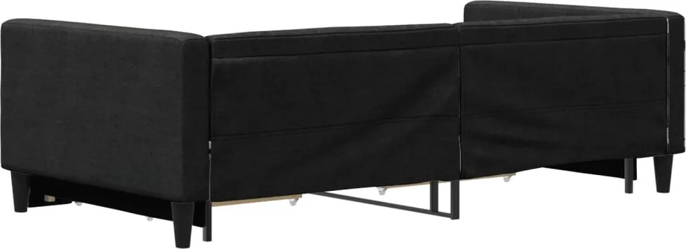 Válenda s přistýlkou a zásuvkami černá 100 x 200 cm textil 3196621