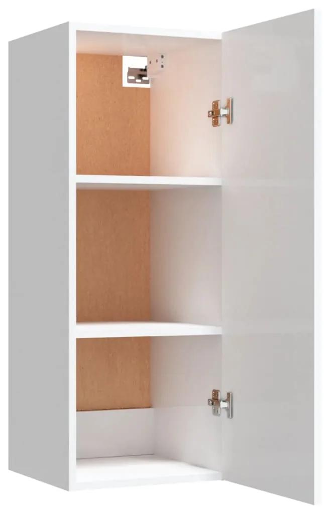 Závěsná skříňka lesklá bílá 34,5 x 34 x 90 cm kompozitní dřevo