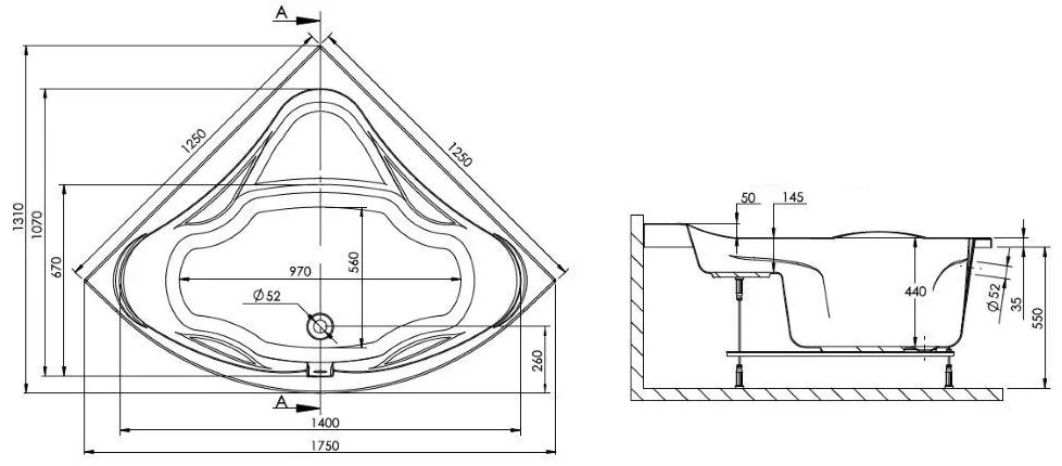 Scansani Wivea akrylátová vana Délka vany: 135cm