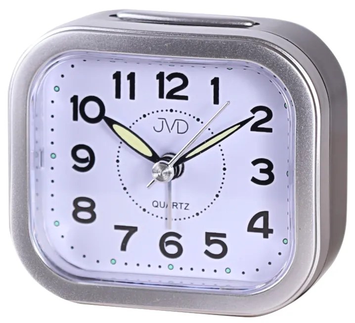 JVD Levný analogový ručkový stříbrný budík JVD SRP8006.3 s osvětlením