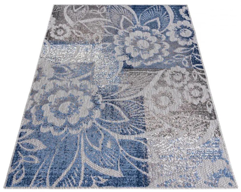 Kusový koberec Velký květ modrošedý 80x200cm