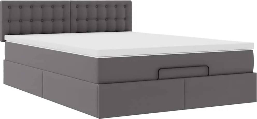 Osmanský rám postele s matrací šedá 140x190cm umělá kůže 3311306