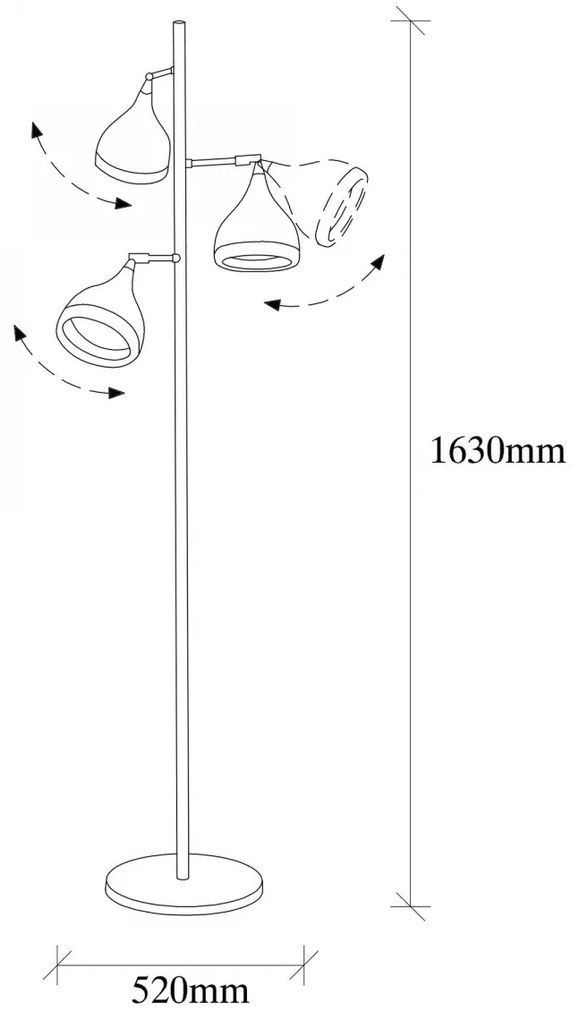 Stojací lampa Yıldo 163 cm černo-měděná