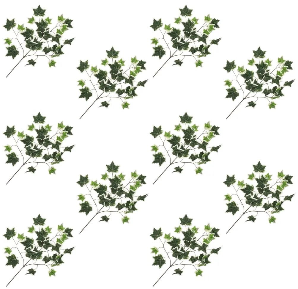 280126 vidaXL Umělé listy břečťan 10 ks zelené a bílé 70 cm