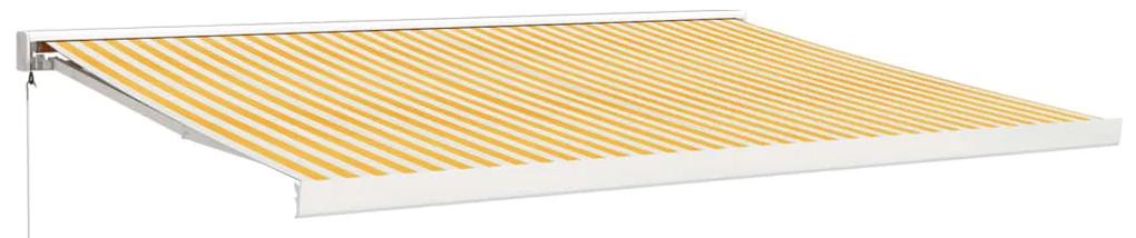 Zatahovací markýza žlutá a bílá 4 x 3 m textil a hliník,  3154533