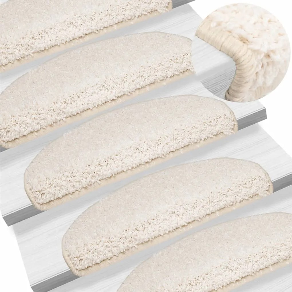 vidaXL Marketos Schodové rohože 15 ks 65 x 21 x 4 cm bílé, půlkulaté, velké