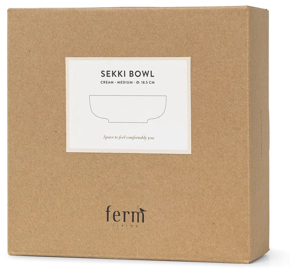 ferm LIVING Keramická miska Sekki Cream Medium, krémová barva, keramika