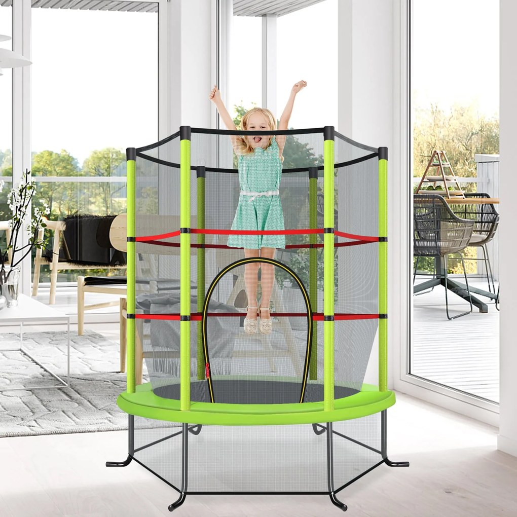 Costway Ø165 cm zahradní trampolína s ochrannou sítí trampolína do 135 KG pružná
