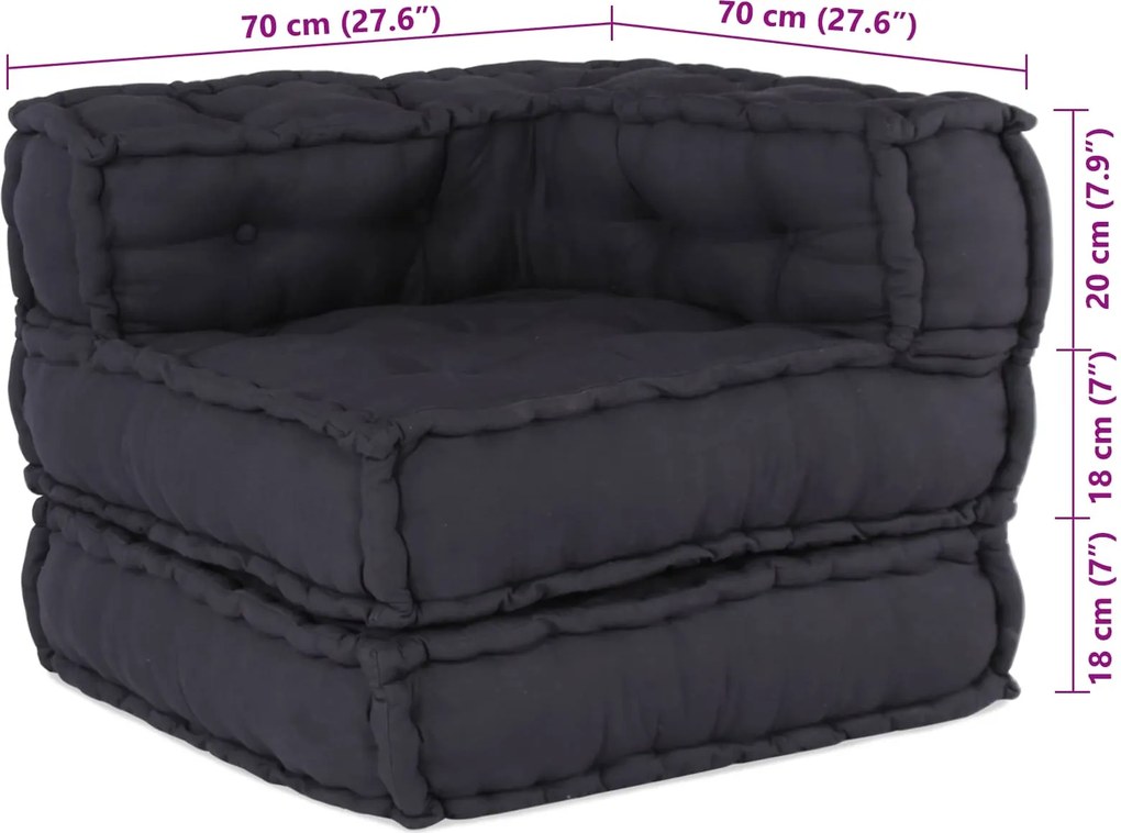 Modulová pohovka 2 ks Textil Antracitová 140 x 70 x 56 cm 3315066