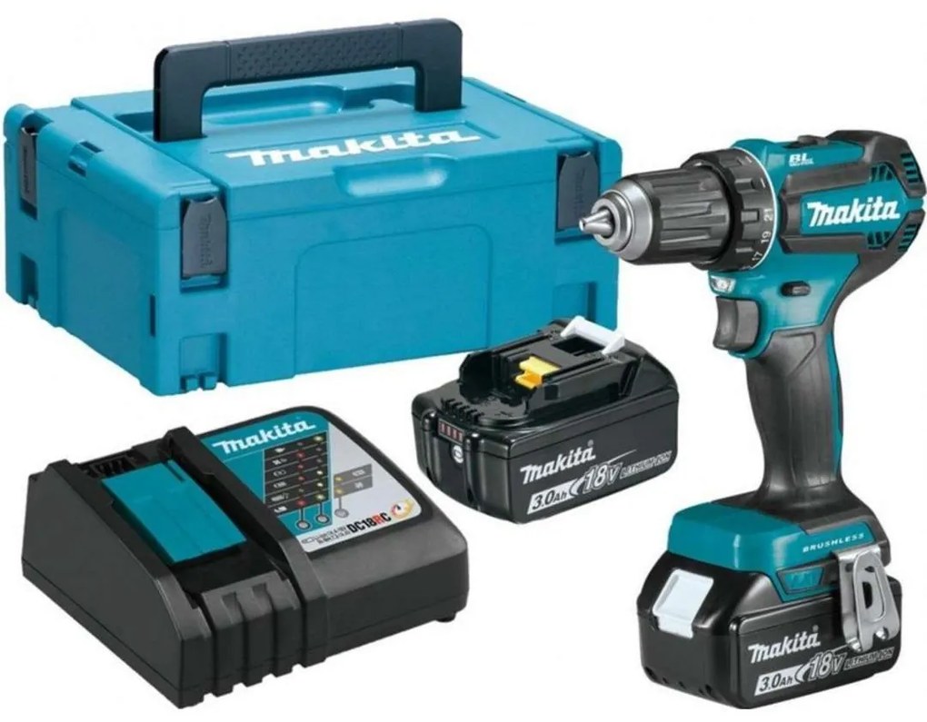 Makita - 18V AKU vrtací šroubovák, 2x aku 3,0 Ah LXT, nabíječka DDF485RFJ
