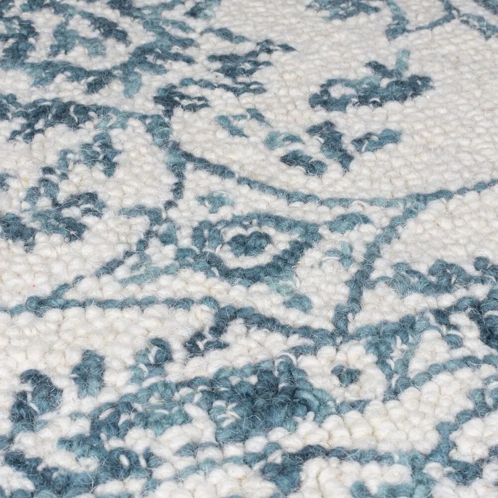 Kusový koberec Wool Loop Yasmin Ivory/Blue, 160x230, modrá, kancelária, Flair Rugs