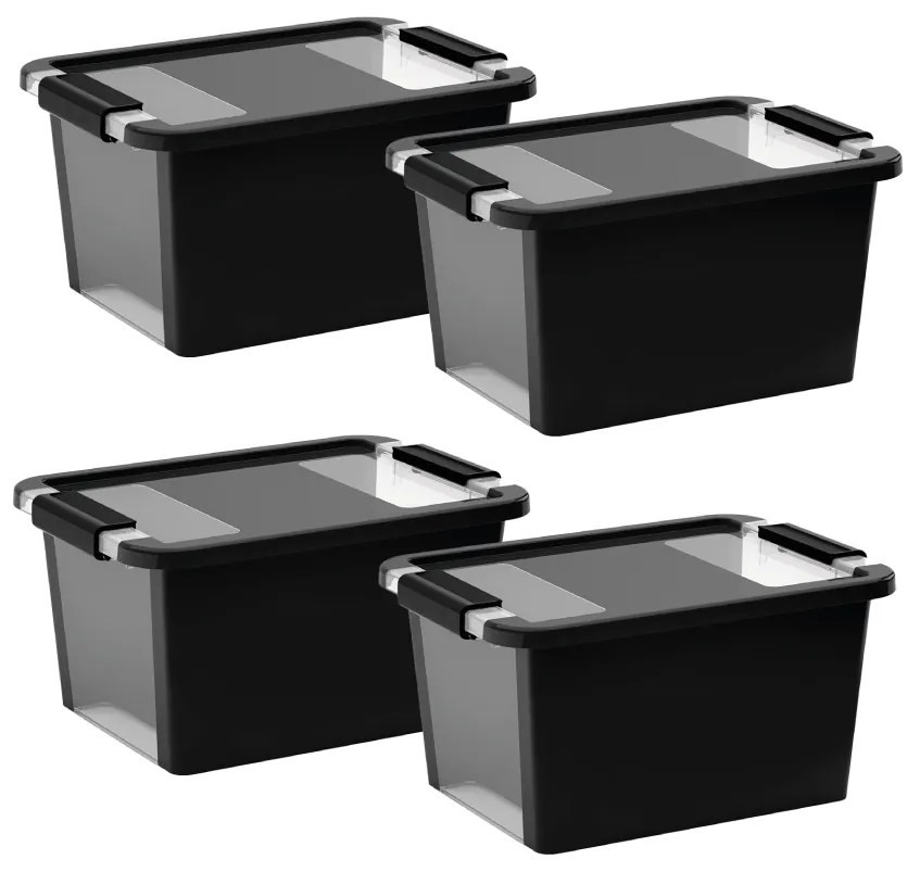 Úložný box z recyklovaného plastu s víkem Bi-Box S 11 l, 19x36,5x26 cm, 4 ks