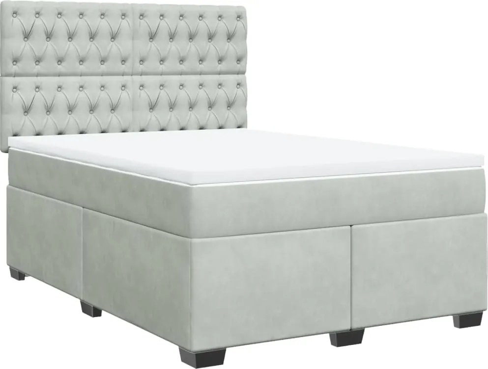 Box spring postel s matrací světle šedá 160x200 cm samet 3293260