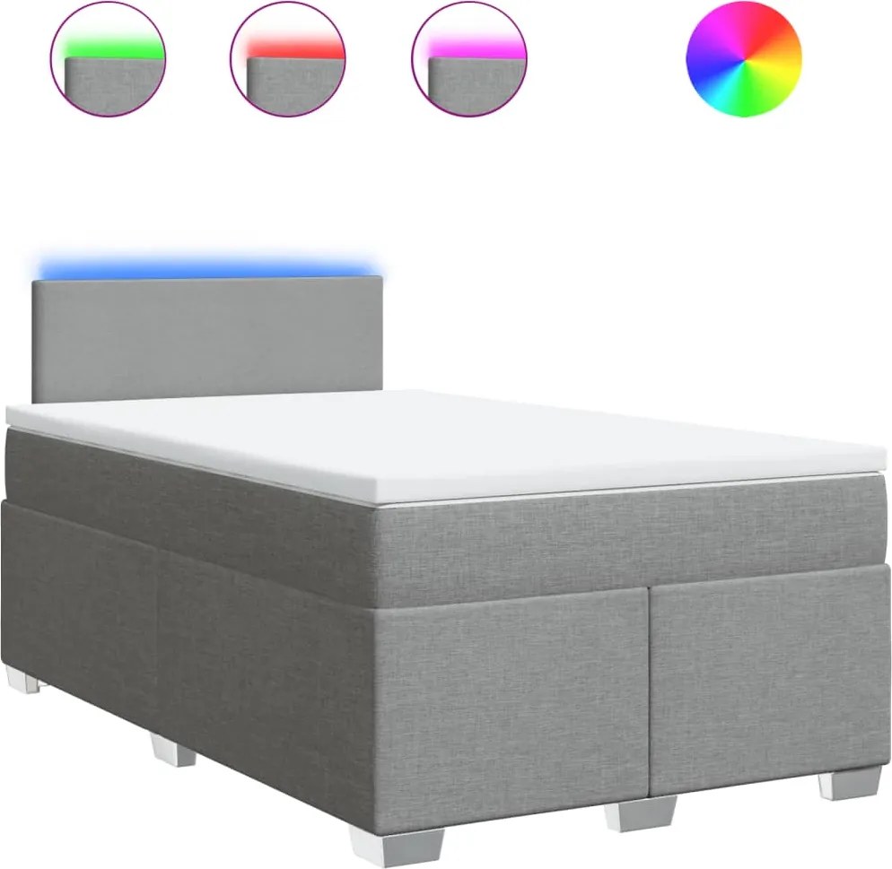 Box spring postel s matrací světle šedá 120 x 200 cm textil 3288148