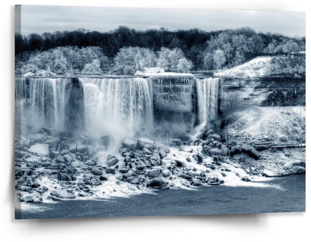 Obraz - Černobílý vodopád 150x110 cm