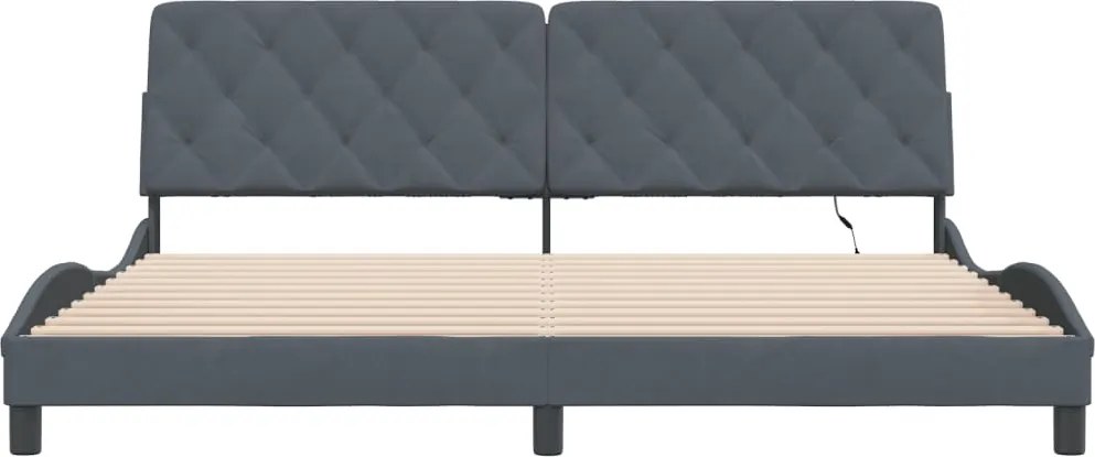 Rám postele s LED bez matrace tmavě šedý 200 x 200 cm samet 3213874