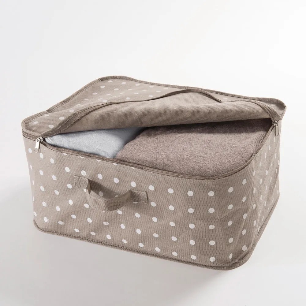 Malý béžový box na uložení oblečení Compactor Dots