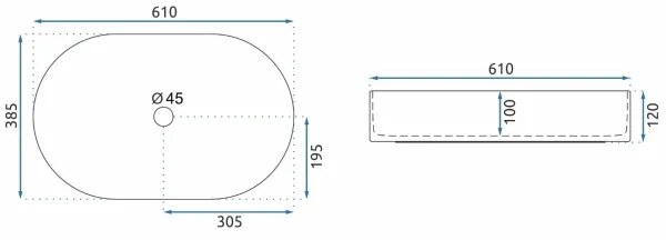 REA-U1055 - Umyvadlo na desku NADIA 38,5x61 cm keramika/lesklá bílá