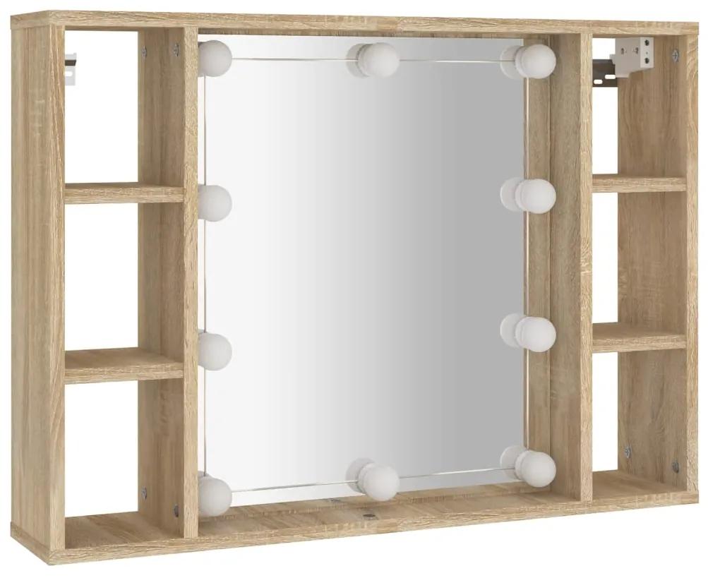Zrcadlová skříňka s LED dub sonoma 76 x 15 x 55 cm