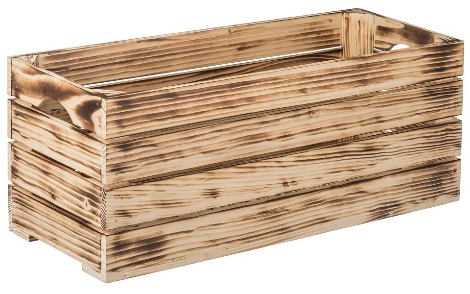 Dřevobox Opálená dřevěná bedýnka 60 x 22 x 24 cm