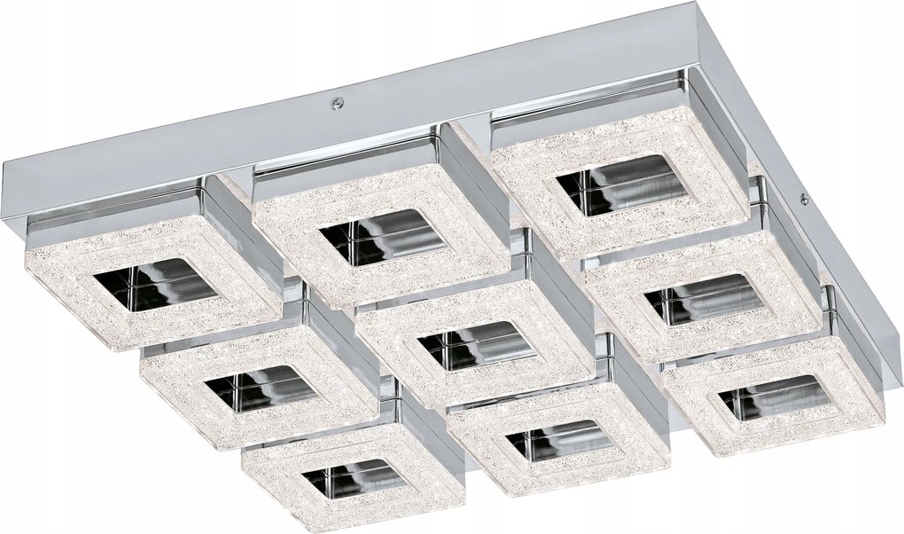 Stropní Svítidlo čtvercový Eglo 44 x 44 cm, chrom, průhledný