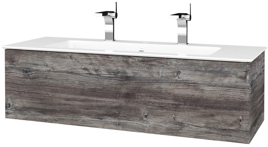 Dřevojas Koupelnová skříň VARIANTE SZZ 120 (umyvadlo Pura) Varianta: N01 Bílá lesk / D15 Nebraska