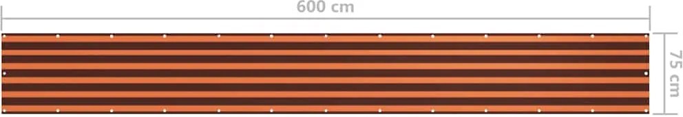 Balkónová zástěna oranžovo-hnědá 75 x 600 cm oxfordská látka 134927