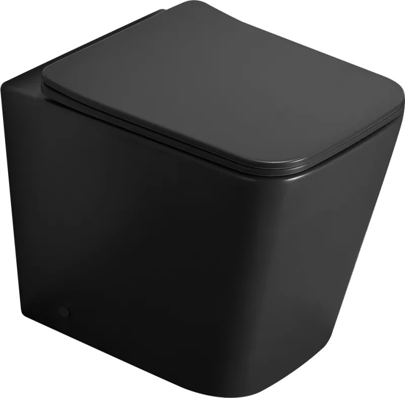 Mexen, Mexen Cube Bezokrajová stojatá WC mísa se štíhlým volně stojícím sedadlem, duroplast, matná černá - 32924085