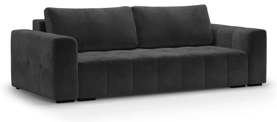 Tmavě šedá sametová rozkládací/s úložným prostorem pohovka 250 cm Luca - II. jakost – Milo Casa