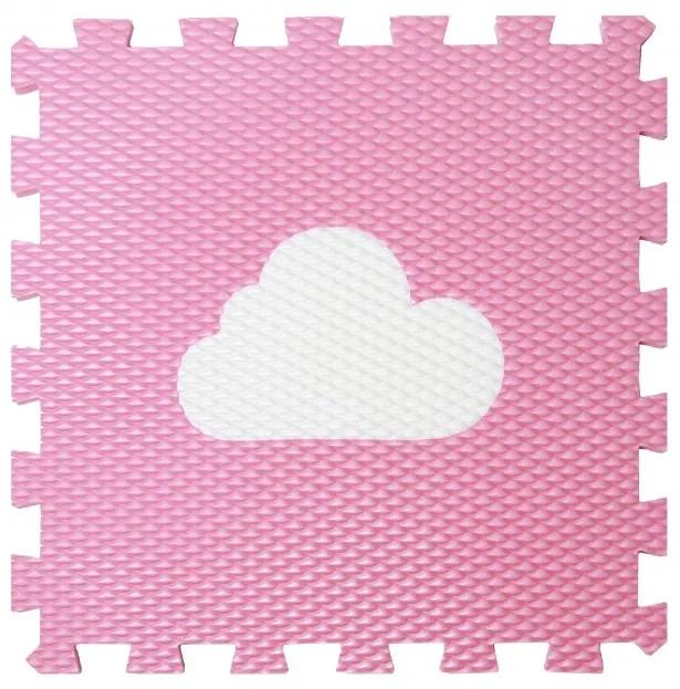 Vylen Pěnové podlahové puzzle Minideckfloor s mráčkem Bílý s růžovým mráčkem 340 x 340 mm