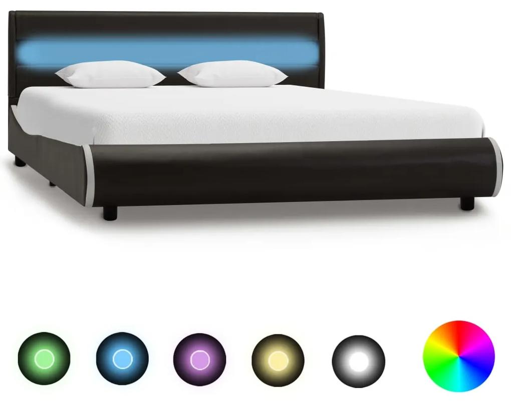 285029 vidaXL Rám postele s LED světlem antracitový umělá kůže 140 x 200 cm