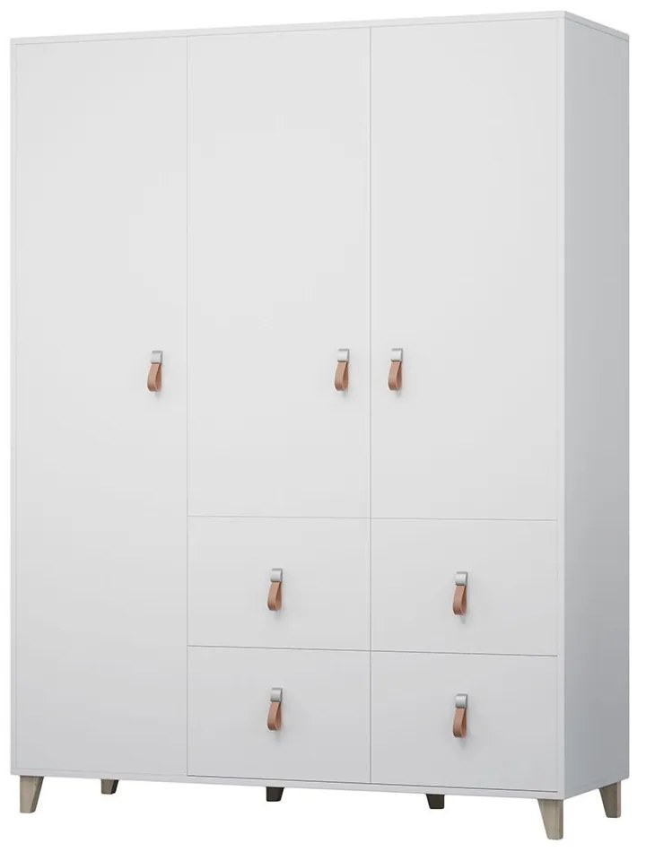 Třídveřová kombinovaná skříň FAITH - šířka 150 cm, bílá
