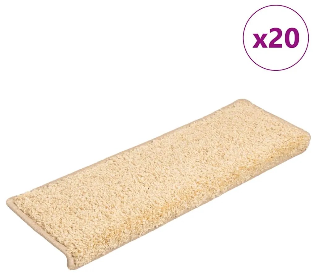 Schodové rohože 20 ks 65 x 21 x 4 cm krémové s obdélníkovým okrajem 3365855