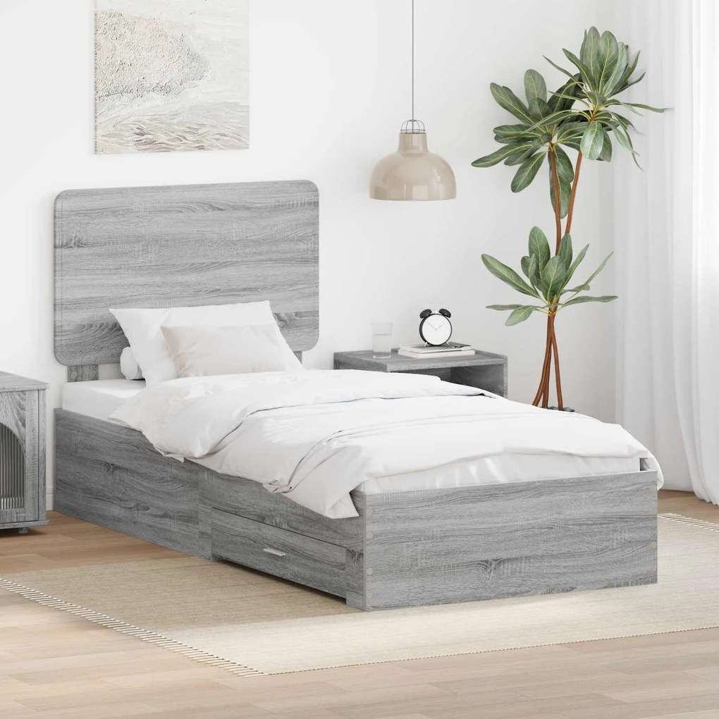 Rám postele s čelo Šedá Sonoma 75 x 190 cm Kompozitní dřevo 3412851