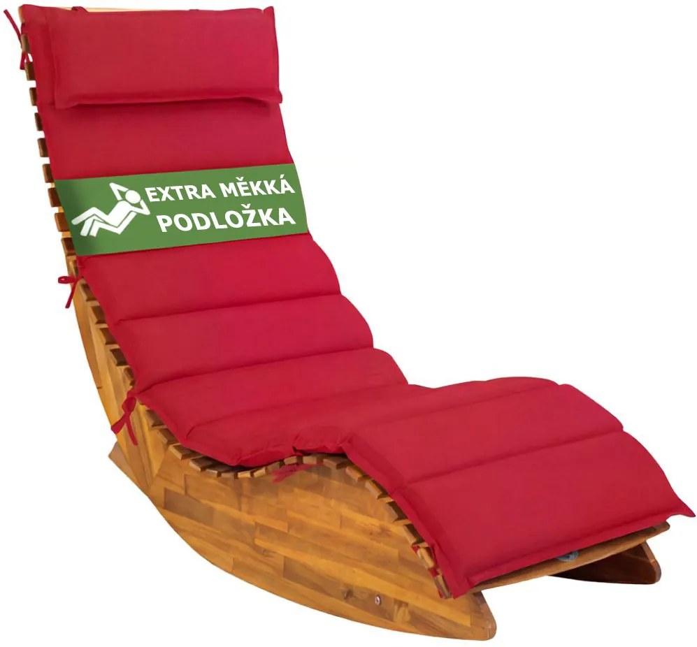 Podložka na saunové lehátko BALI, 58x7x177cmcm, červená Detex