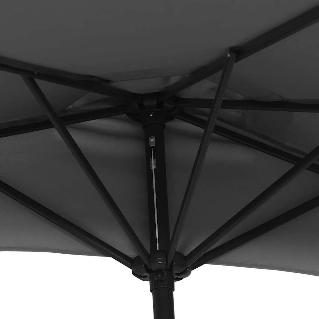 Slunečník na balkon hliníková tyč černý 300x155x223 cm půlkruh 312504