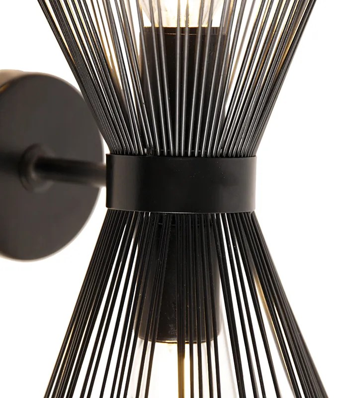 Art Deco nástěnná lampa černá 2-světlo - Broom