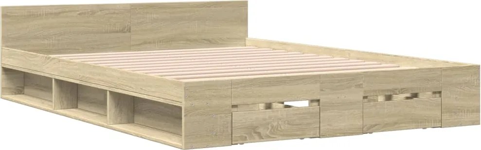 Rám postele se zásuvkami dub sonoma 150x200 cm kompozitní dřevo 3280743