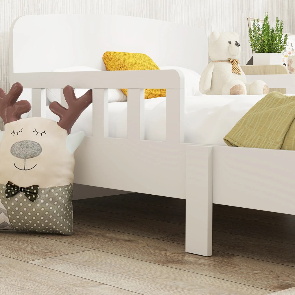 AIYAPLAY Dětská postel s bezpečnostními zábranami, postel pro malé děti ve věku 3-8 let, MDF, bílá