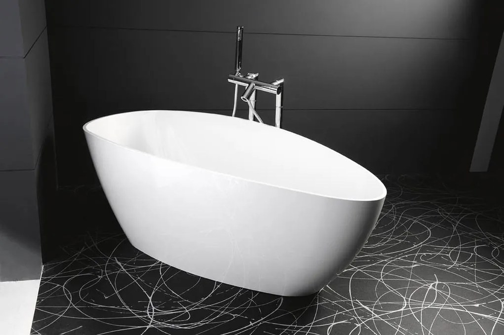 Gelco, ELIPSIE - vana, 1570x700x560mm, litý mramor, objem 260l, bílá lesk, GVEL1570