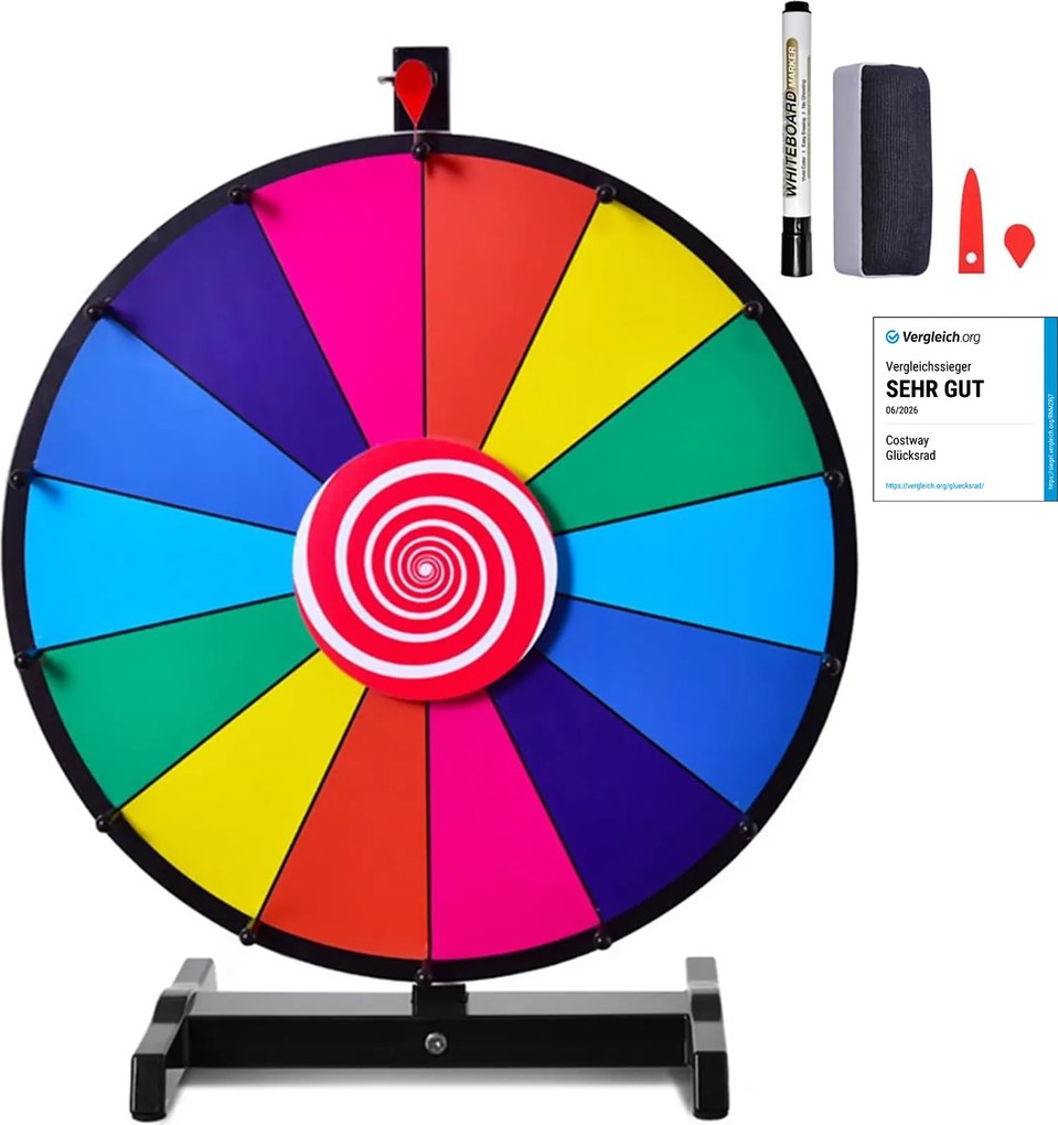 Costway Hračka 24" Wheel of Fortune Barevné kolo Hry pro loterijní hry Slovní