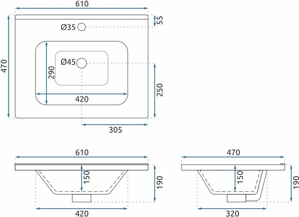 Rea Mario, sada koupelnového nábytku s umyvadlem 60cm, šedá matná, REA-M0006