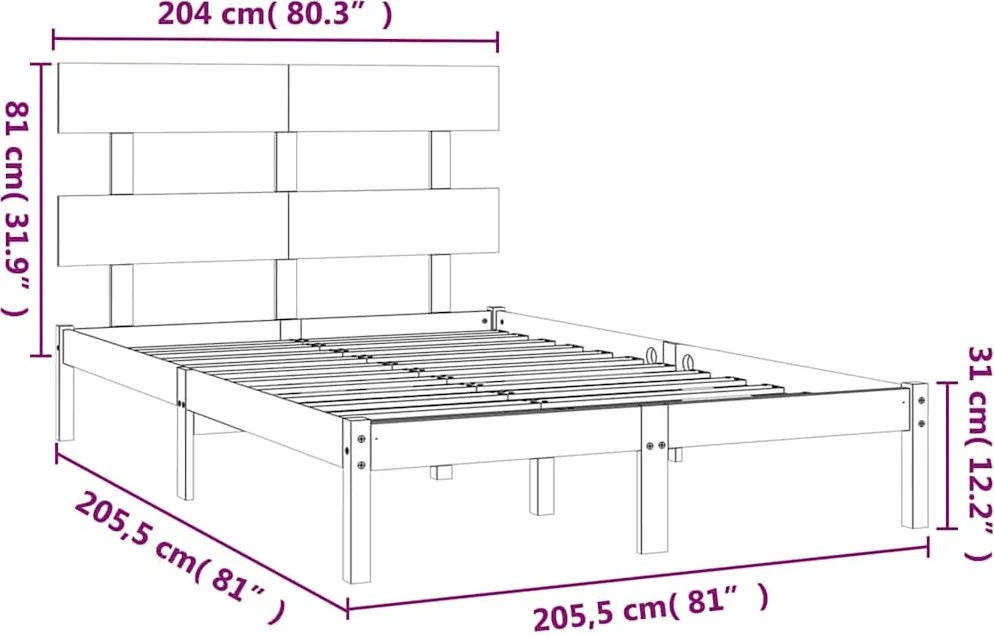 Rám postele medově hnědý masivní dřevo 200 x 200 cm 3104696