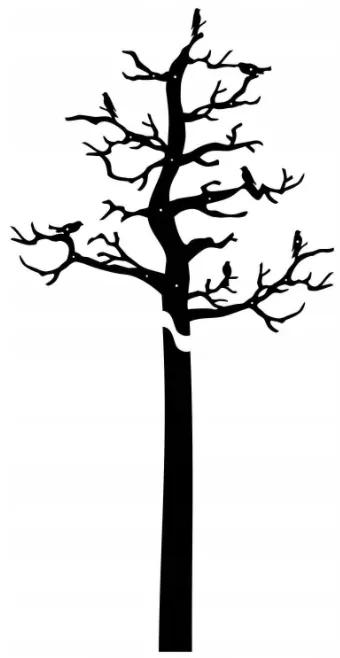 RMP Nástěnný kovový věšák strom s ptáky 131x68x3cm černý