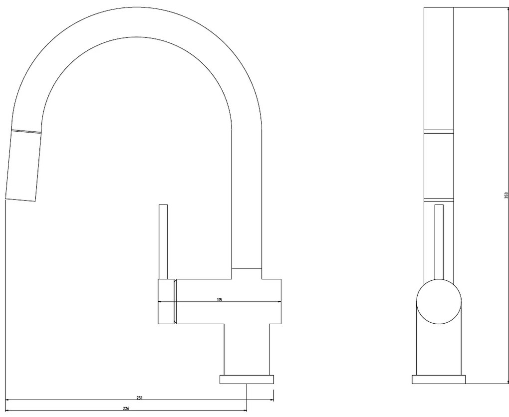 Gamma ANA, kuchyňská baterie s 2-funčním výtokem, černá matná, GMA-BANA-BK