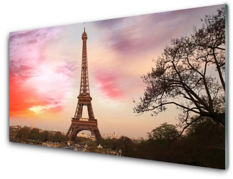 Obraz na skle Eiffelova Věž Architektura 100x50cm