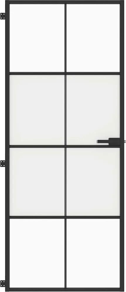 Interiérové dveře úzké černé 83x201,5 cm tvrzené sklo a hliník 155126